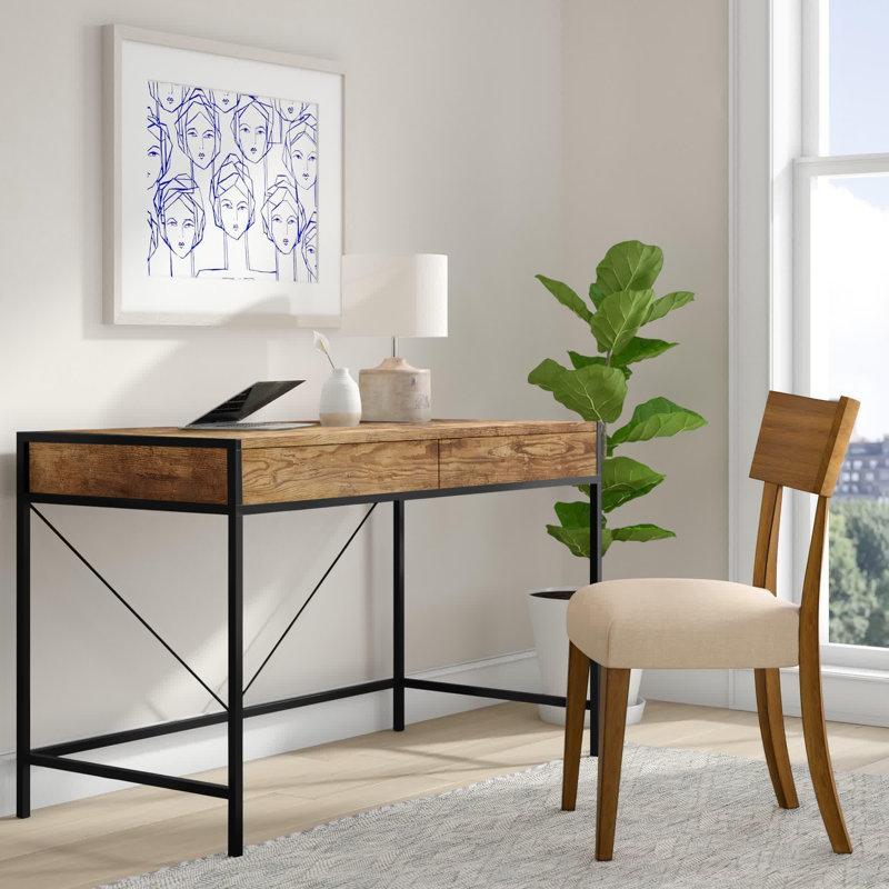 Lorentz Metal Base Computer Desk Wade Logan Color Brown